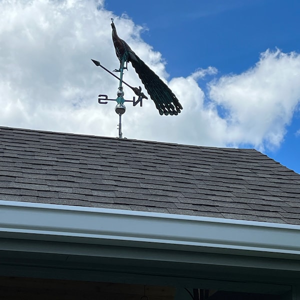 LARGE Handcrafted 3D 3- Dimensional Peacock Weathervane Copper Patina ...