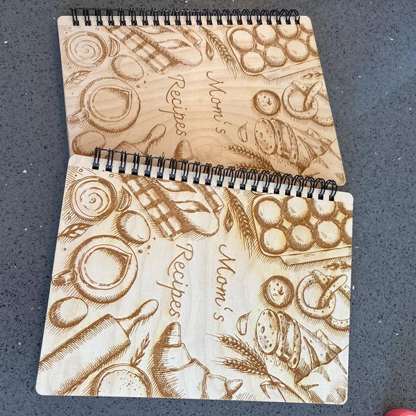 Personalized Wood Spiral Recipe Notebook Book Blank/lined Gift for Mom ...