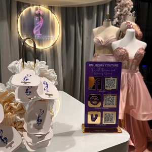 QR Code Display Sign Acrylic, 4 Codes, Quadruple Code Sign, SIZE 4.5x9 ...