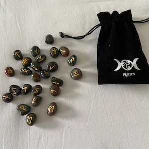 Rune Stones Gift Set Includes 21 Page Guide Book and Free Satin Lined ...