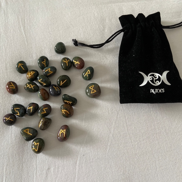 Rune Stones Gift Set Includes 21 Page Guide Book and Free Satin Lined ...