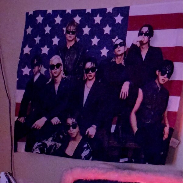 Stray Kids Members Pink America Flag Banner, Skz Tour 2024 Kpop Flag ...