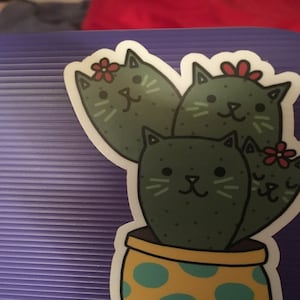 Cactus Sticker, Cat Decal, Potted Plant Sticker, Plant Mom, Prickly ...