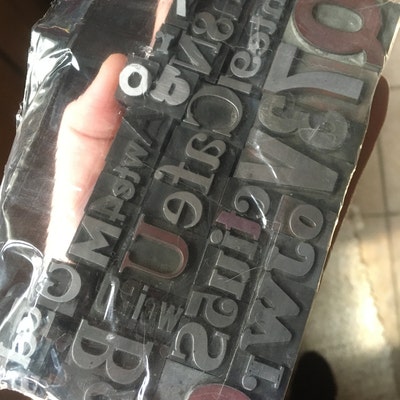 Lot of 50 Large Antique VINTAGE Metal LETTERPRESS Print Type Block ...