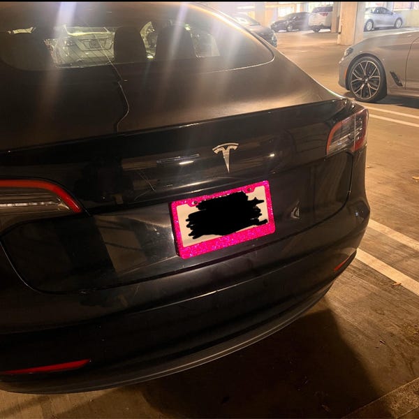 Bright Hot Pink Glittered License Plate Frame| Custom License Plate ...