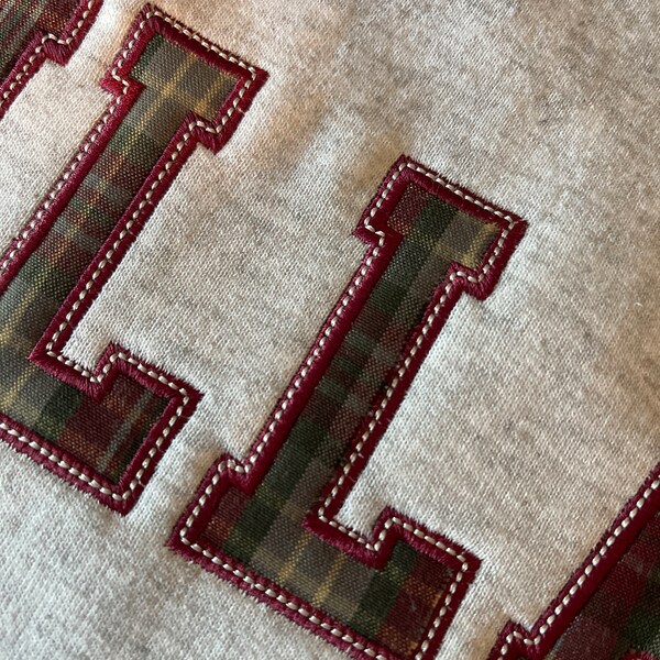 Varsity Collegiate Applique W/ Top Stitch Machine Embroidery Font ...