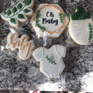 Greenery and Gold Baby Shower Sugar Cookies/ Decorated Sugar - Etsy