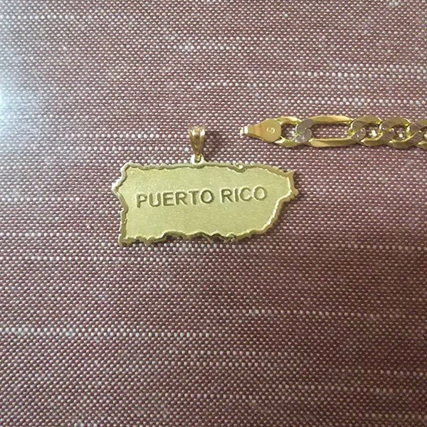 14kt Gold Puerto Rico Pendant: Island Charm Necklace - Etsy