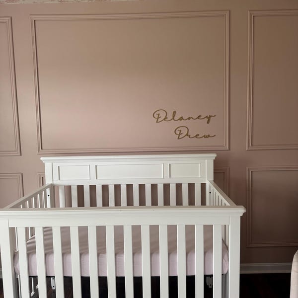Wood Script Nursery Baby Room Name Laser Cut Sign Cursive First and ...