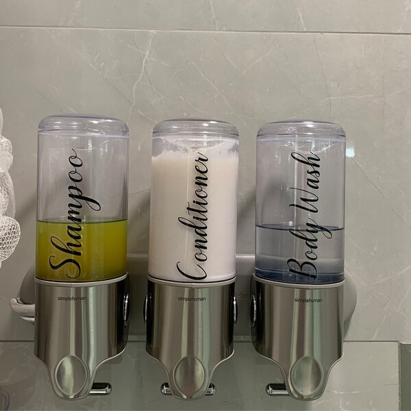 Shampoo Conditioner Body Wash Decal Set, Shower Labels, Soap Dispenser ...