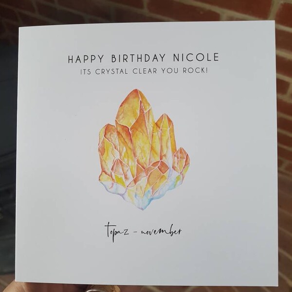 Personalised Birthstone Crystal Birthday Card - Etsy