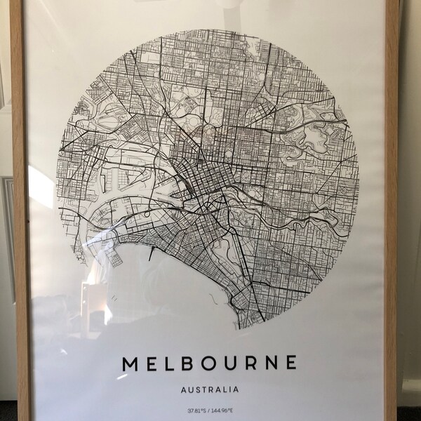 Melbourne City Map Printable Wall Art, Printable City Map of Melbourne ...