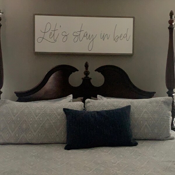 Lets Stay in Bed Sign | Bedroom Wall Decor | Let's Stay in Bed Wood ...
