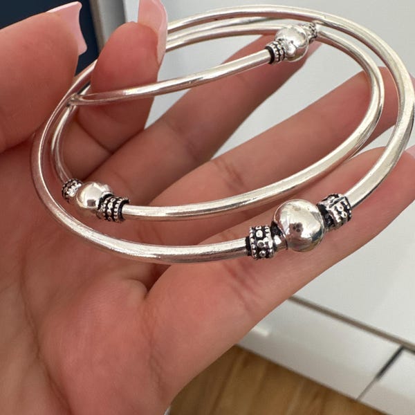 925 Sterling Silver Bangle Boho Stacking Bangles Handmade Bangle ...