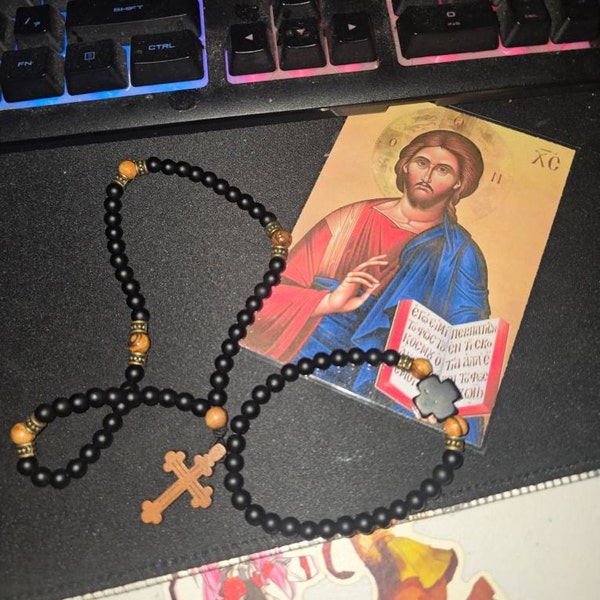 Orthodox Prayer Rope, Garnet and Jade Gemstone Beads, Hematite Stone ...