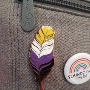 Non-binary Enby Pride Feather Enamel Pin LGBT - Etsy