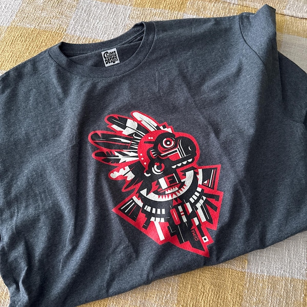 Aztec Design Mens T-shirt, Tribal Mask Tee, Bold Red and Black ...