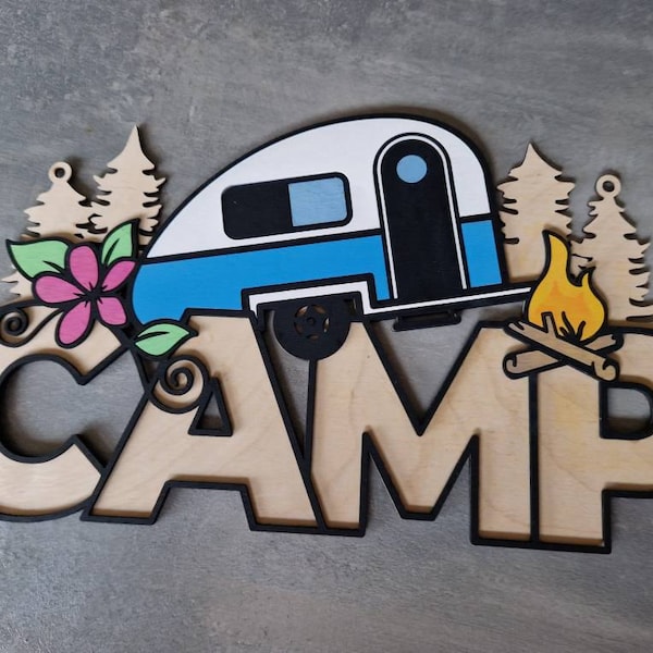 Camp Camper Sign - Easy Finish - Laser Cut File - Glowforge and All ...
