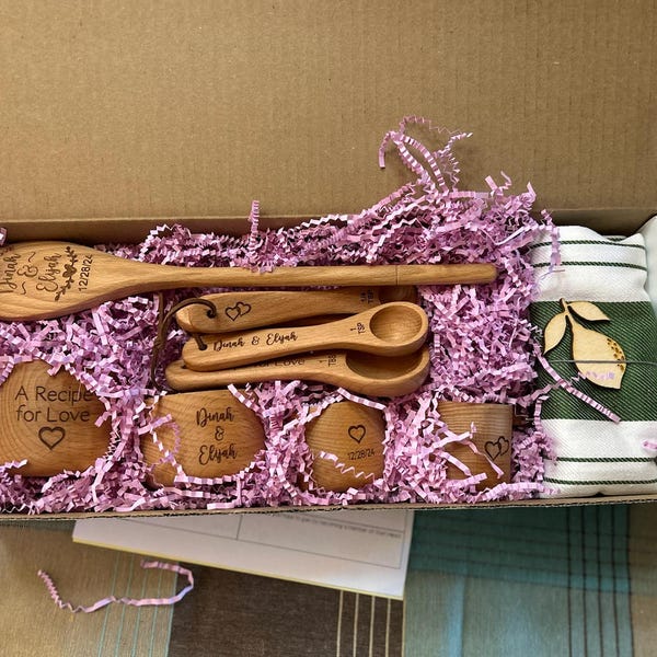 Personalized Measuring Cups & Spoons Set: Bridal Shower, Engagement, or ...