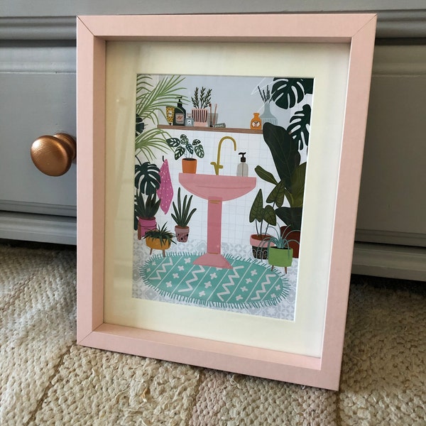 Botanical Sink Bathroom Tile House Plants Art Print | Unframed A6 A5 A4 ...
