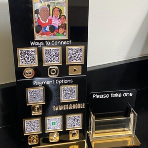 6 QR Codes Sign With Business Card Holder Social Media Signs Payment ...