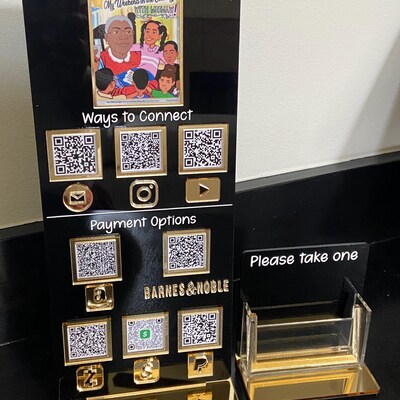6 QR Codes Sign With Business Card Holder Social Media Signs Payment ...