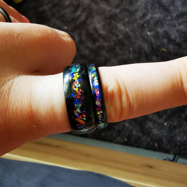 Hexagon Shaped Orion Nebula Ring Set, Matching Couple Rings, His and ...
