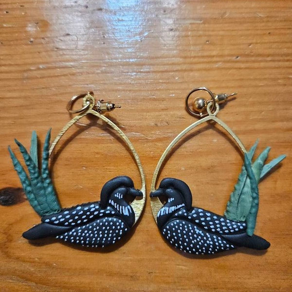 Polymer Clay Loon Earrings, Canadian Wildlife Bird Jewelry - Etsy