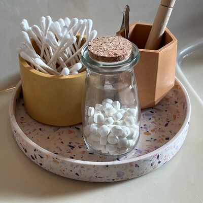 White and Sage Wavy Terrazzo Tray, Sage Green and White Tray, Sage ...