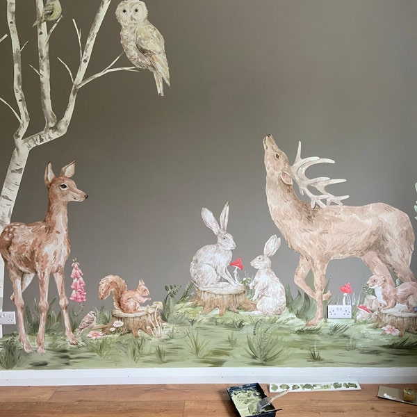 Deer and Forest Animals Wall Decals – Watercolor Woodland Set With ...