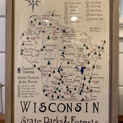 Wisconsin State Parks Map - Etsy