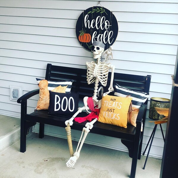 Front Door Decor, Hello Fall Door Sign, Fall Door Hanger, Hello Pumpkin ...