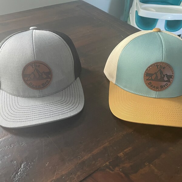 Custom Leather Patch Baseball Hats | Sewn on | Hand Finished Leather ...