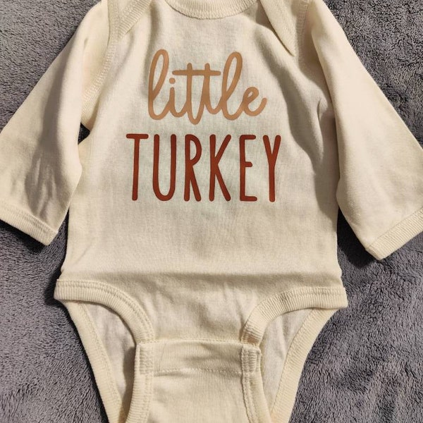 Little Turkey Infant Bodysuit, Thanksgiving Baby Outfit for Boy or Girl ...