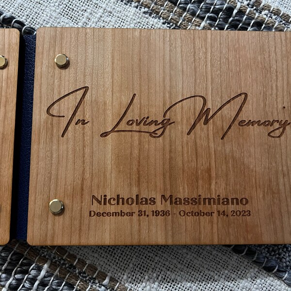 Custom in Loving Memory Memorial Guest Book - Wood Engraved Celebration ...