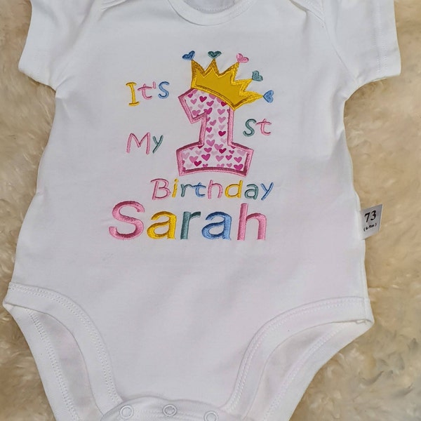 1st Birthday Applique Machine Embroidery Design, Princess Crown, Girl's ...