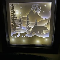 Wolf Lightbox 3D Svg Paper Art Shadowbox Wolves Wilderness Light Box ...