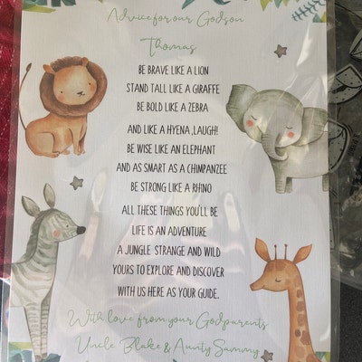 Personalised Godson Poem Promise Print Baptism Christening Day ...