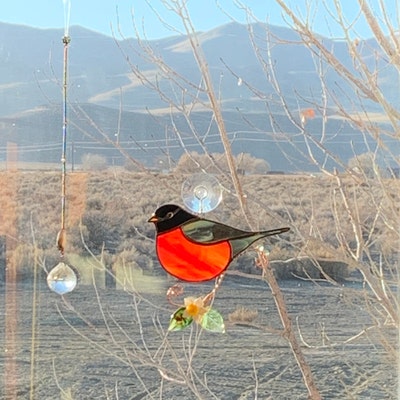 Robin Handmade Stained Glass Suncatcher - Etsy