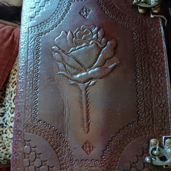 Rose Flower Leather Journal Embossed Diary Notebook Sketchbook ...