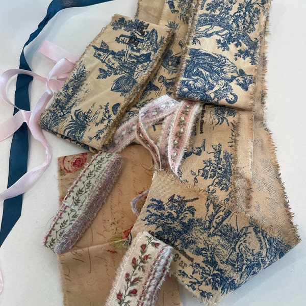 Vintage French Blue Toile Handmade Ribbon - Etsy
