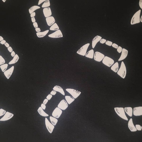 Vampire Fabric by the Yard, Glow in the Dark Vampire Teeth, Timeless ...