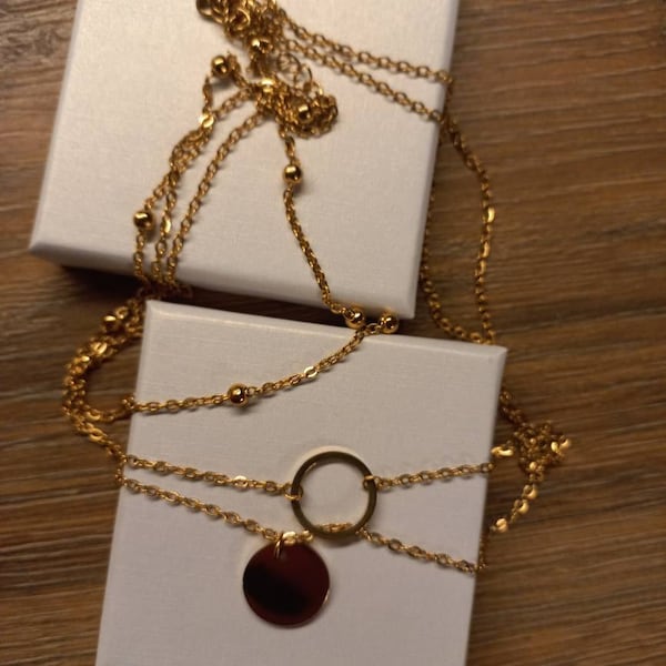 Engraved Triple Layer Necklace, Layered Necklace Set, Multi Layer Disc ...