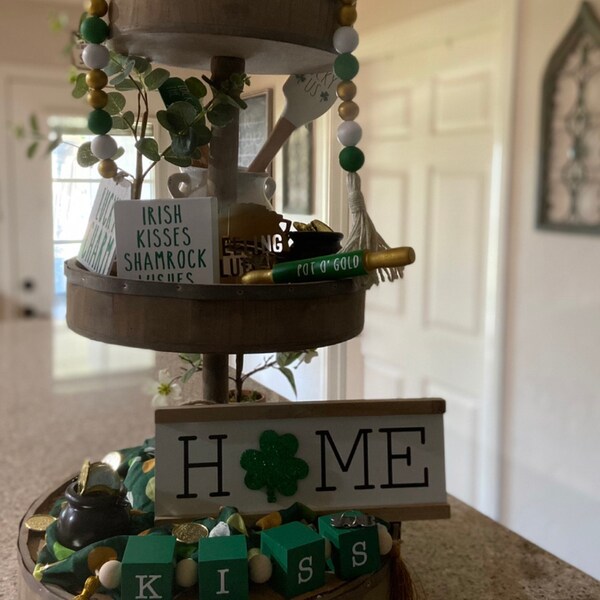 St. Patrick's Day Decor Bundle, Shamrock, Set of 3, Tiered Tray, Lucky ...