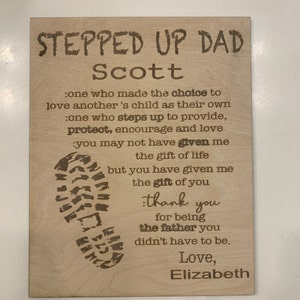 Stepped up Dad Wooden Engraved Plaque Father's Day Gift for Step Dad ...