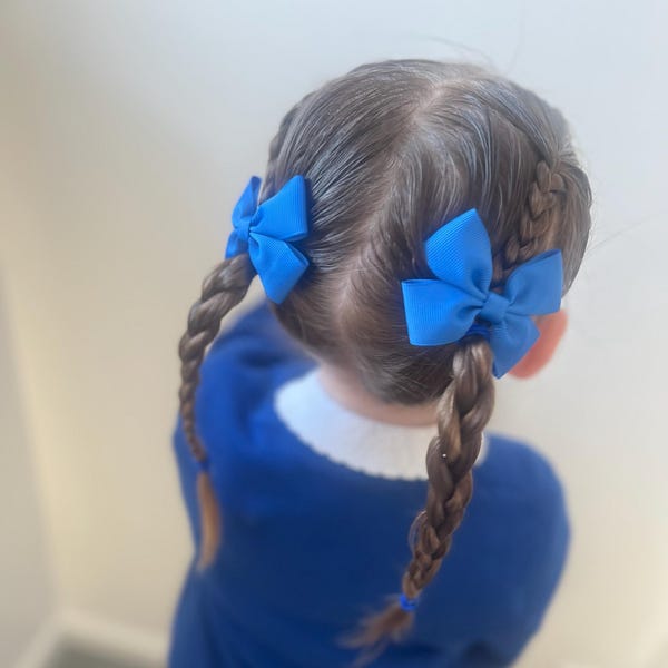 Pigtail Bow Set, Girls Hair Bows, Dandelion Yellow Hair Bow, Ribbon ...