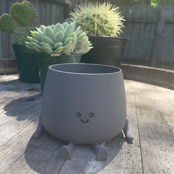 3D Printed Happy Face Planter, Eco-friendly Bio-based Material, Cute ...