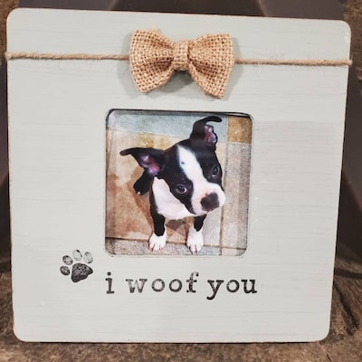 Custom I Woof You Wood Picture Frame Pet Memorial Frame Dog Lover Gift ...
