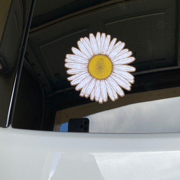 Hand-drawn Daisy Car Decal: Outdoor Vinyl Flower Sticker - Etsy