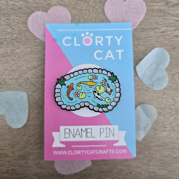 Fish Pond, Colourful Goldfish / Koi Carp Enamel Pin - Ornamental Pond ...